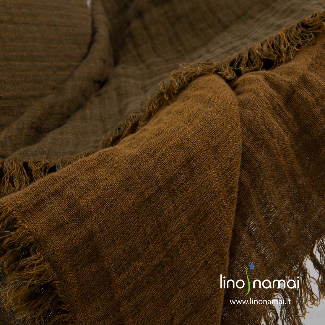 Rudas Lininis Dvipusis Pledas Su Taškeliais