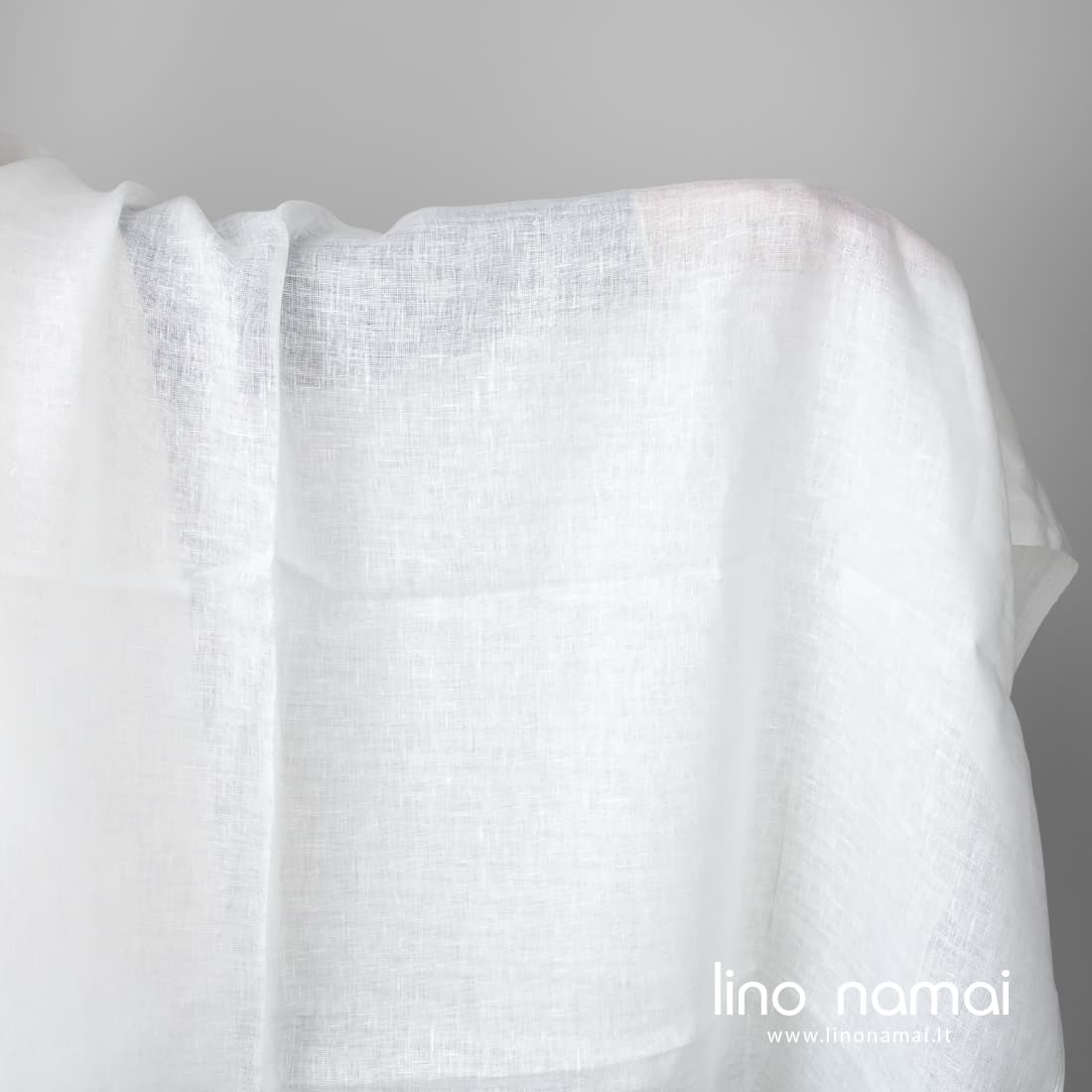 Lininis Audinys Ryškiai Baltas Lengvas 150cm Pločio