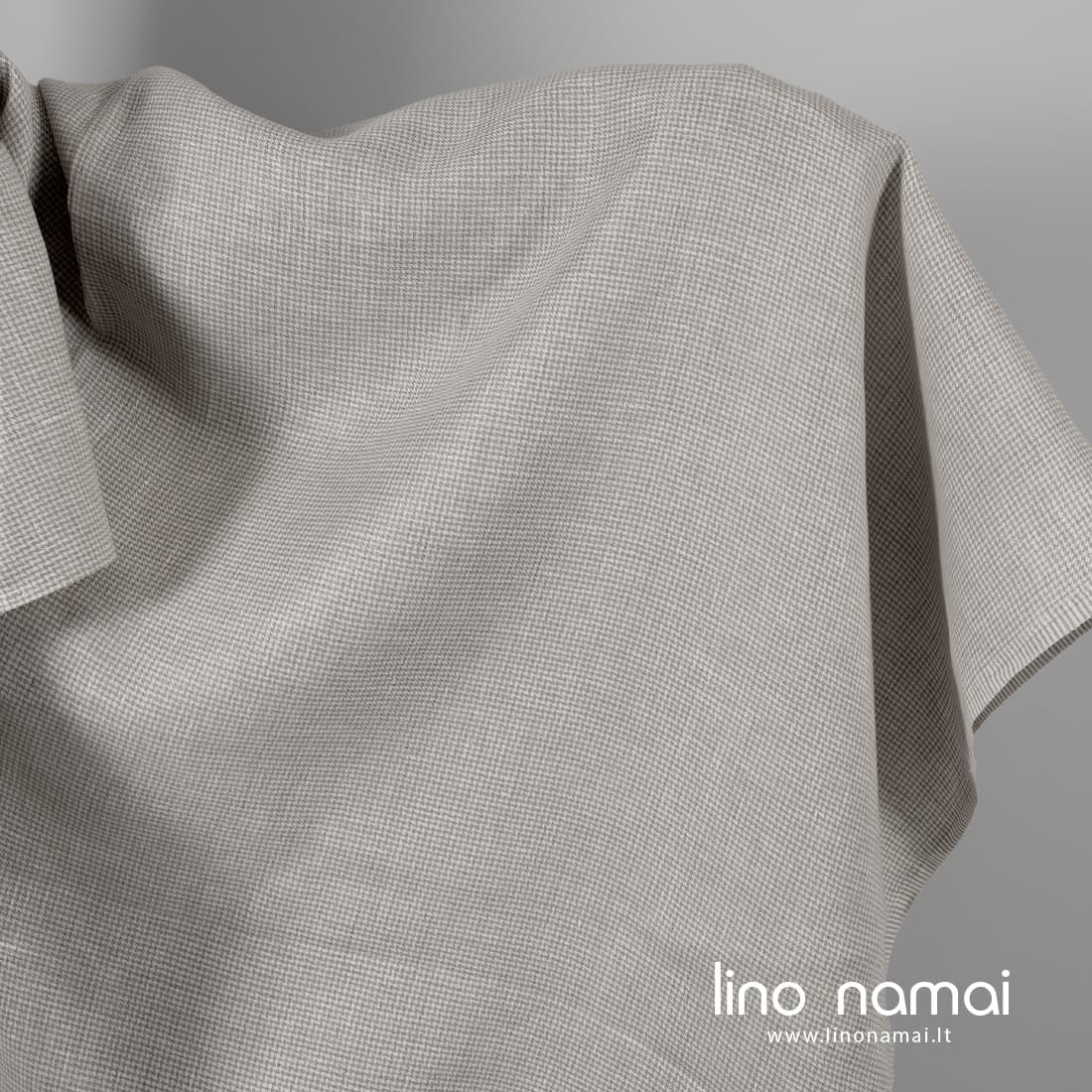 Lininis Audinys Pilkai Baltu Raštu 150cm Pločio | Lino Namai