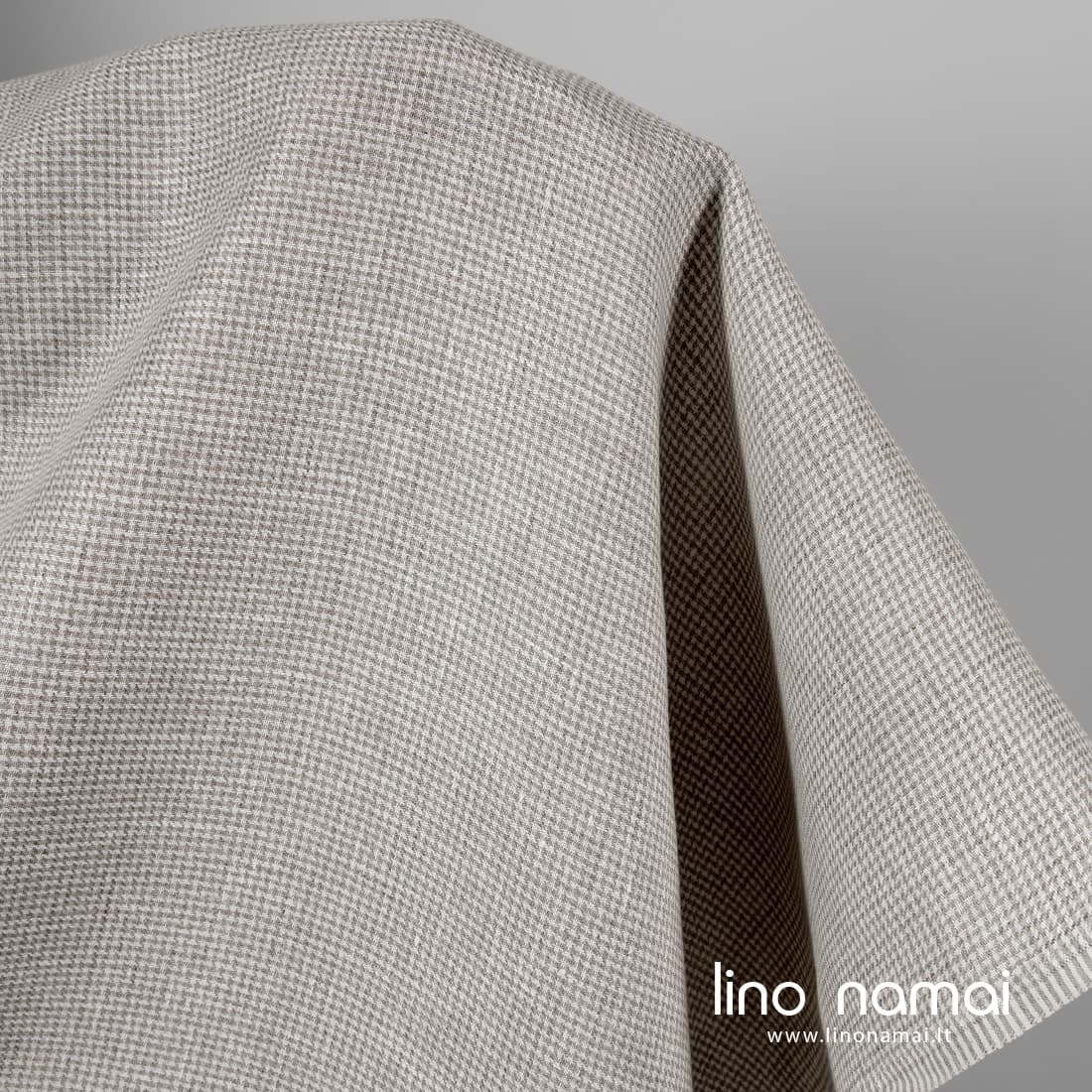 Lininis Audinys Pilkai Baltu Raštu 150cm Pločio | Lino Namai