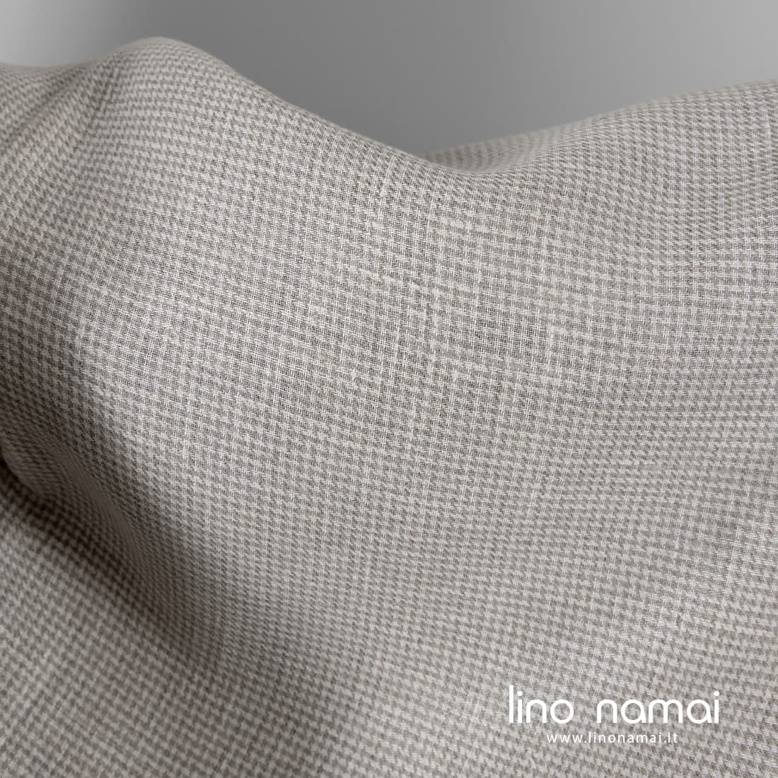 Lininis Audinys Pilkai Baltu Raštu 150cm Pločio | Lino Namai