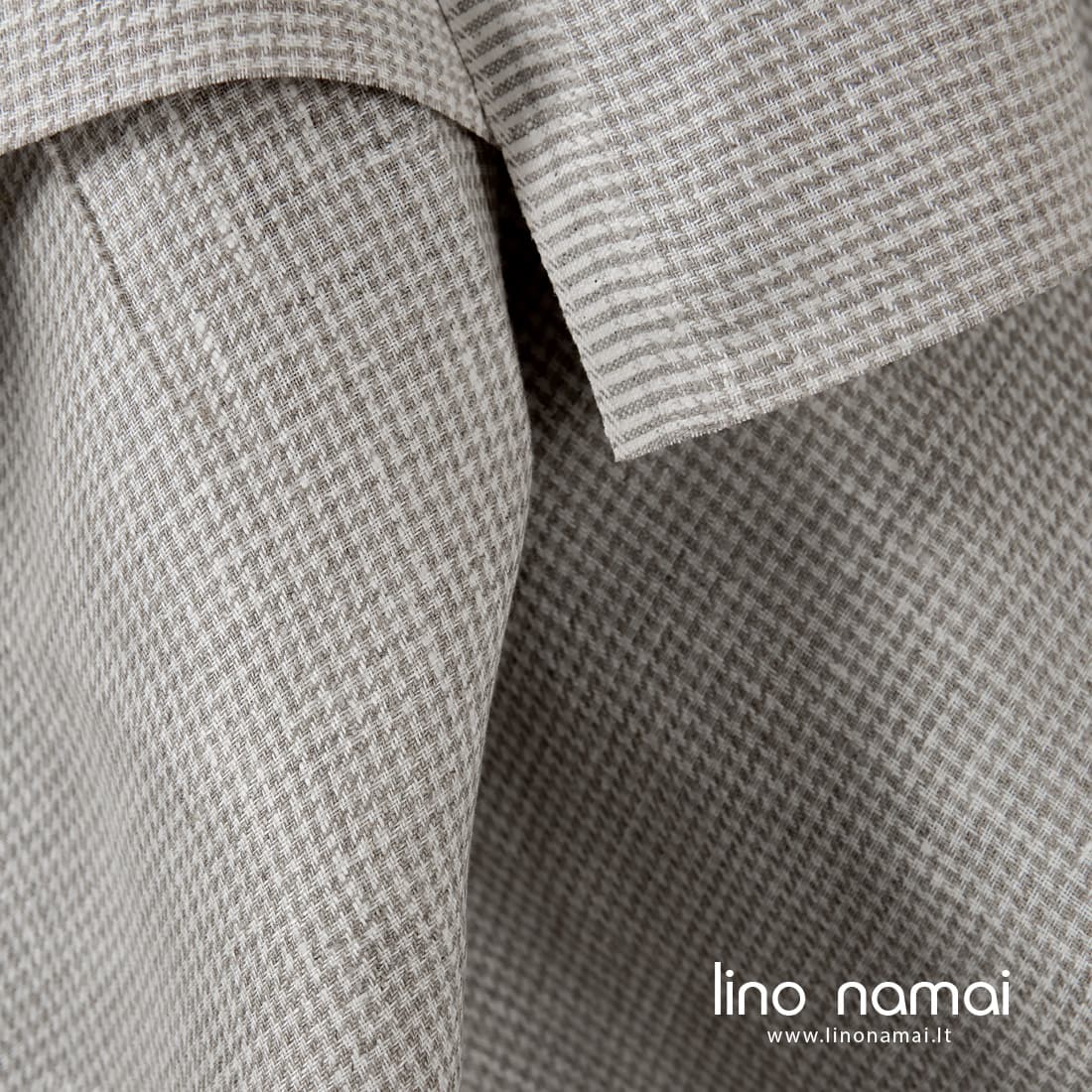 Lininis Audinys Pilkai Baltu Raštu 150cm Pločio | Lino Namai